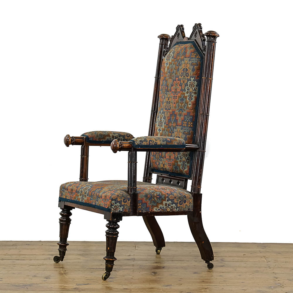 Antique 19th Century Upholstered Gothic Armchair | M-5054 | Penderyn ...