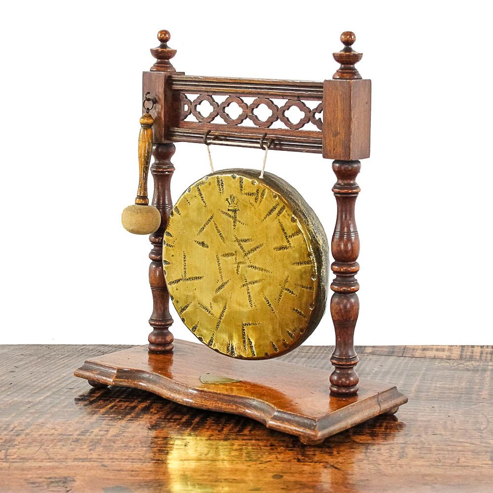 Antique Victorian Brass Table Gong | M-5946 | Penderyn Antiques
